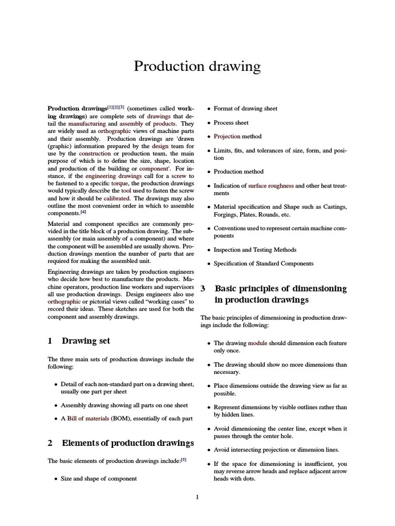 Production Drawing Pdf Engineering Tolerance Mechanical Engineering