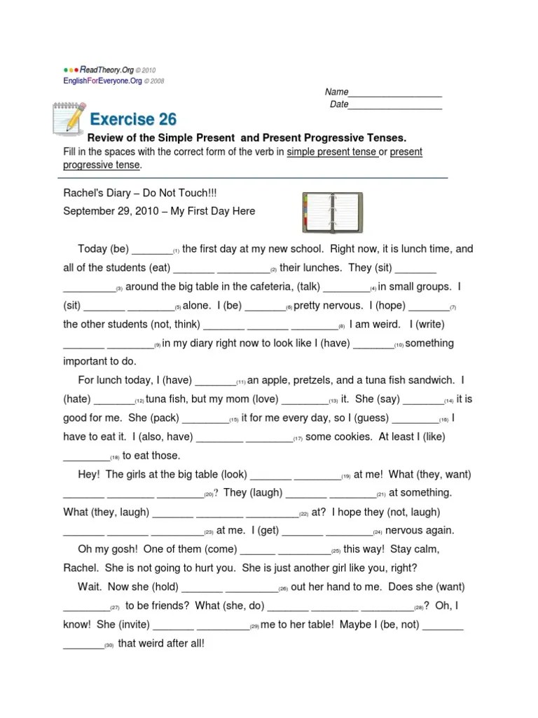 Present Tense Exercise 26 Pdf