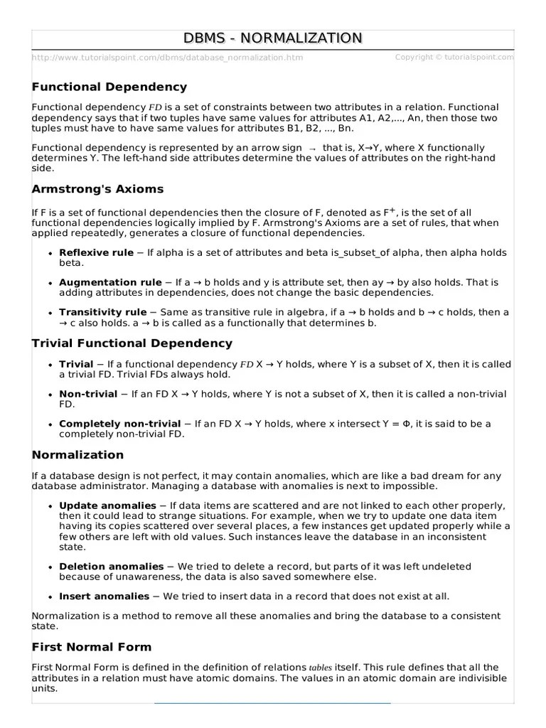 Database Normalization Pdf Pdf Databases Computer Data