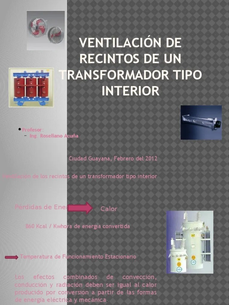 Ventilación En Salas De Transformadores Pdf Transformador