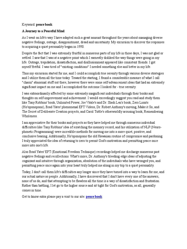 A Journey To A Peaceful Mind: Peace Book | PDF | Mother Teresa ...