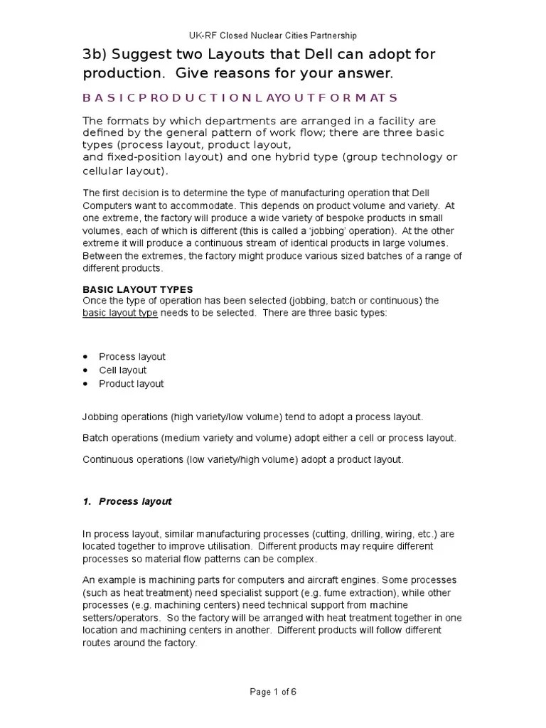 Dell Production Lay Out Process Pdf Machines Machining