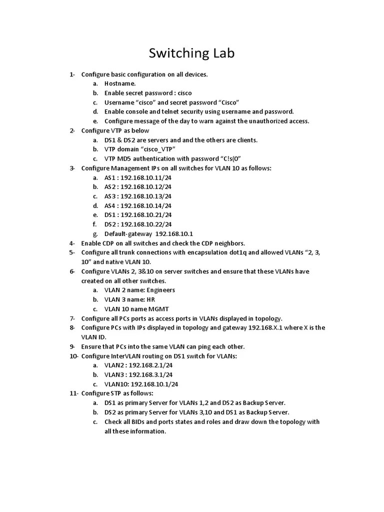Switching Lab Pdf Pdf Business