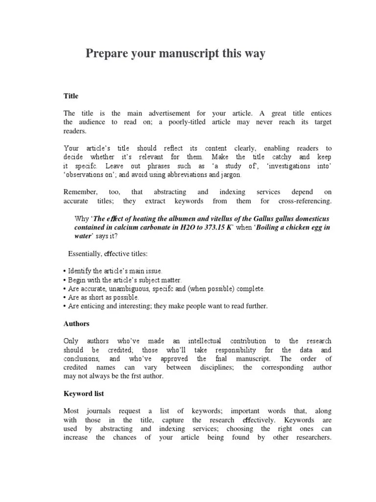 Tips For Writing Effective Manuscripts Pdf Abstract Summary