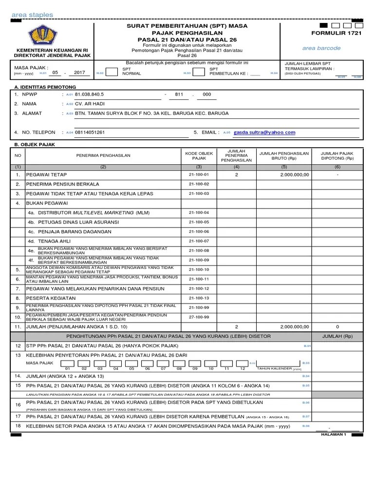 Spt Pph Pasal 21 05 Pdf Pdf