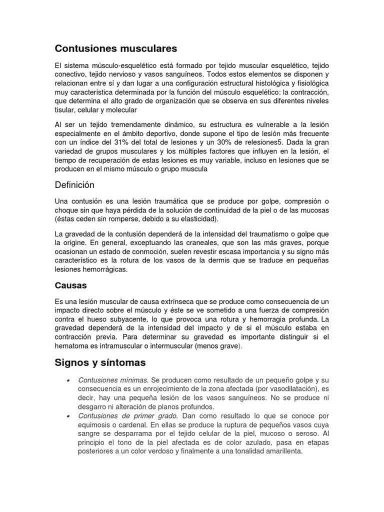Contusiones Musculares Pdf Músculo Anatomía