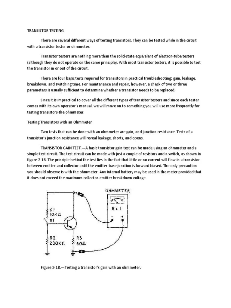 Transistor Testing Pdf Transistor Bipolar Junction Transistor