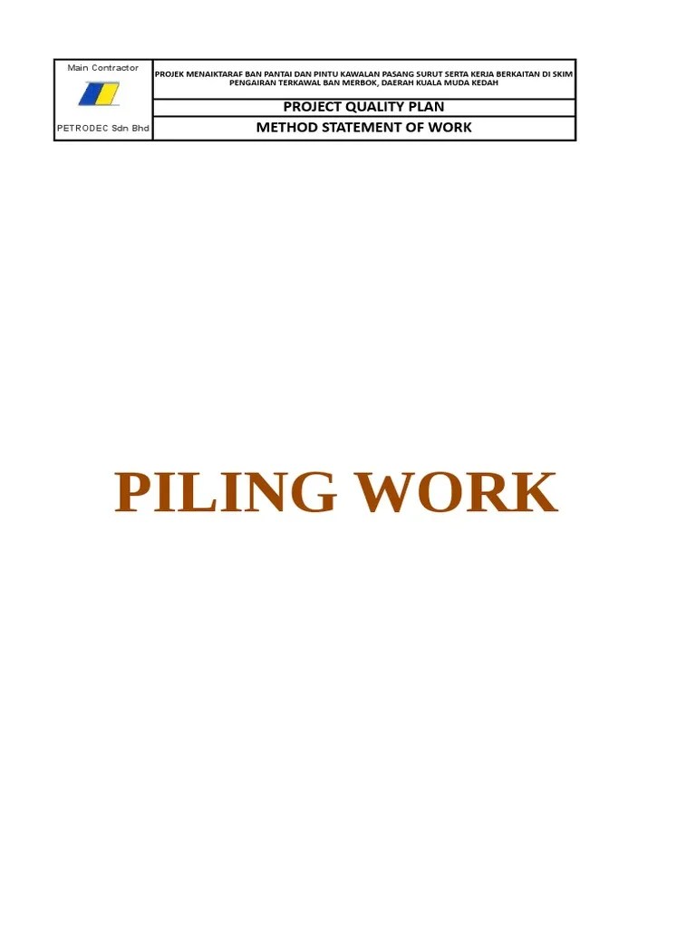 Piling Work Method Statement Pdf Deep Foundation Safety