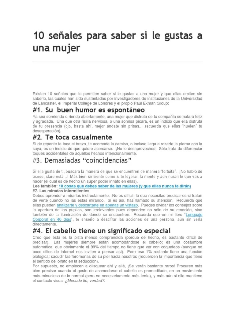 10 Señales Para Saber Si Le Gustas A Una Mujer | PDF | Mujer | Verdad
