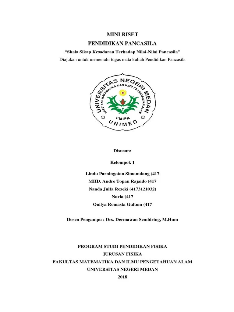 Kesadaran Nilai Pancasila Dalam Riset Pdf Sains Matematika