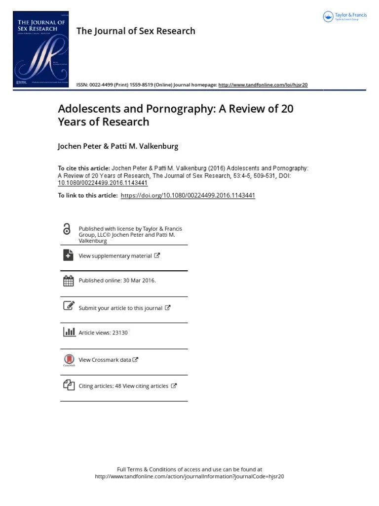 Adolescents And Pornography A Review Of 20 Years Of Research | PDF ...