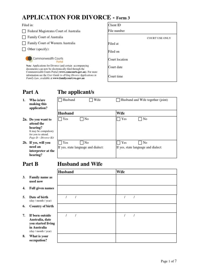 Divorce Application Form Pdf Guide Pdf Divorce Marriage
