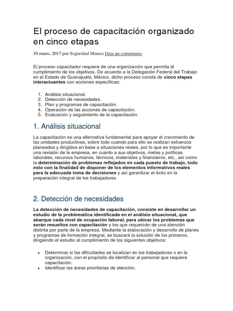Proceso De Capacitación En 5 Etapas Pdf Evaluación Cognición
