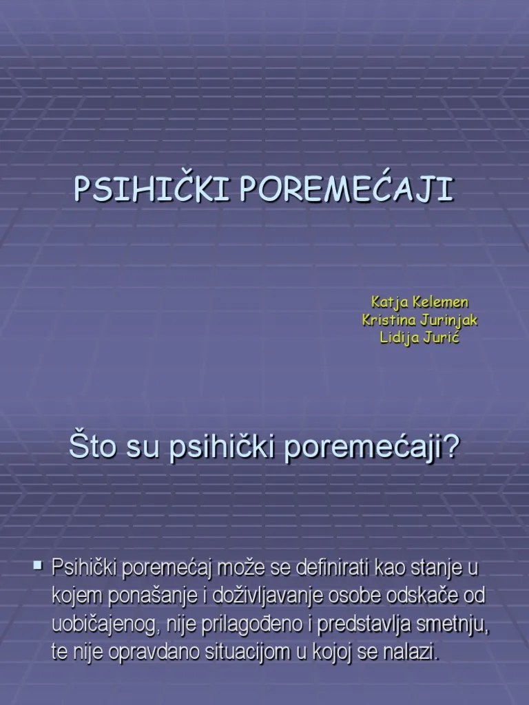 Psihicki Poremecaji Pdf
