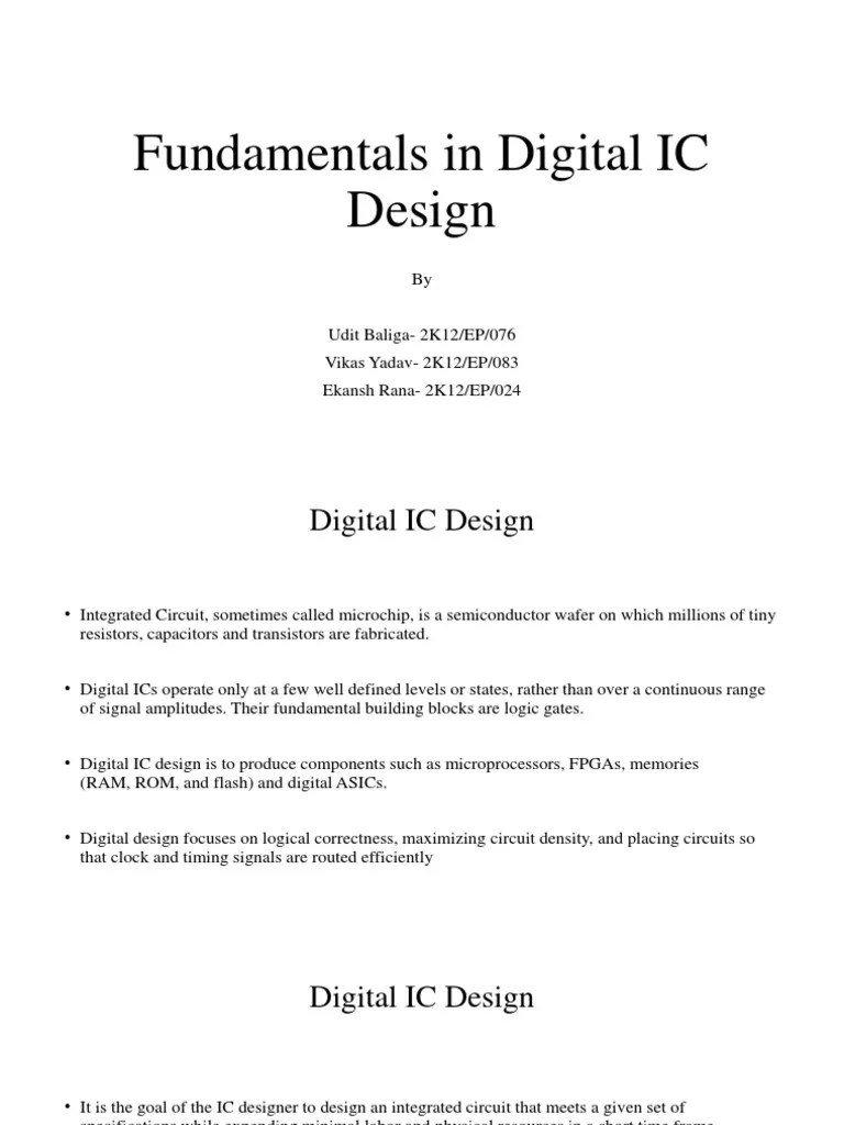Digital Ic Design Essentials Pdf Logic Gate Integrated Circuit