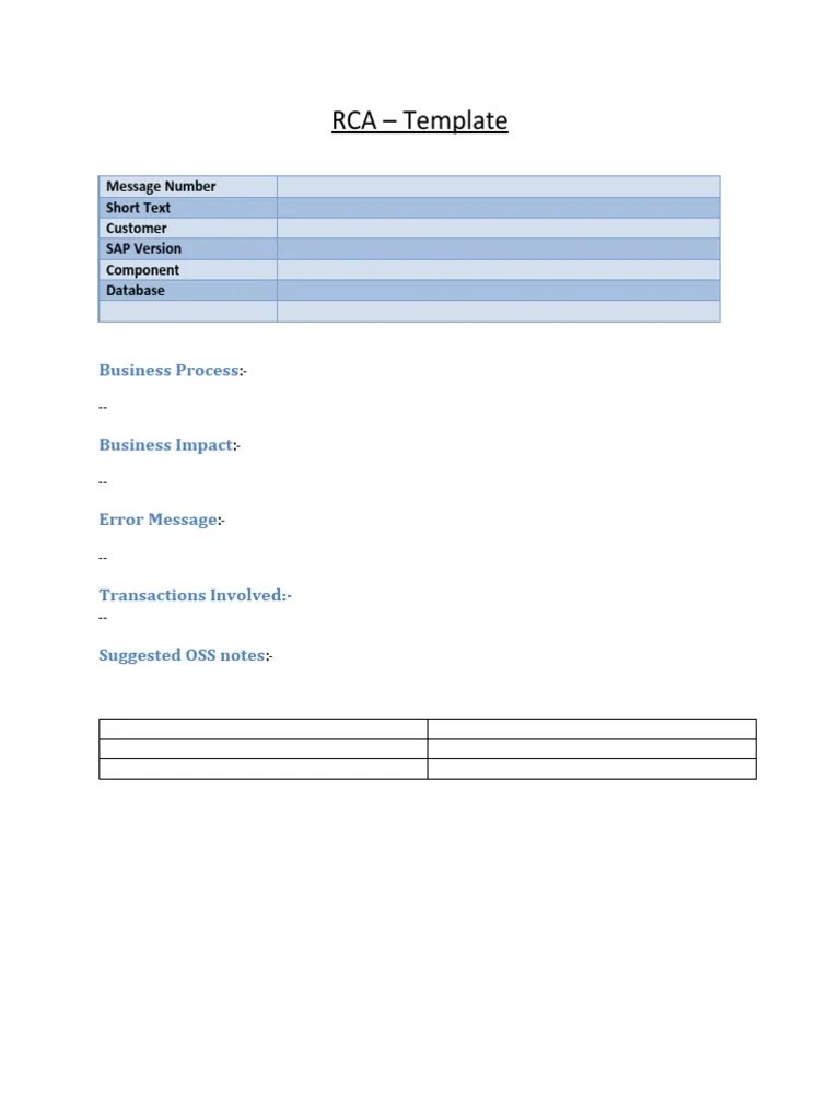 Rca Template For Error Analysis Pdf