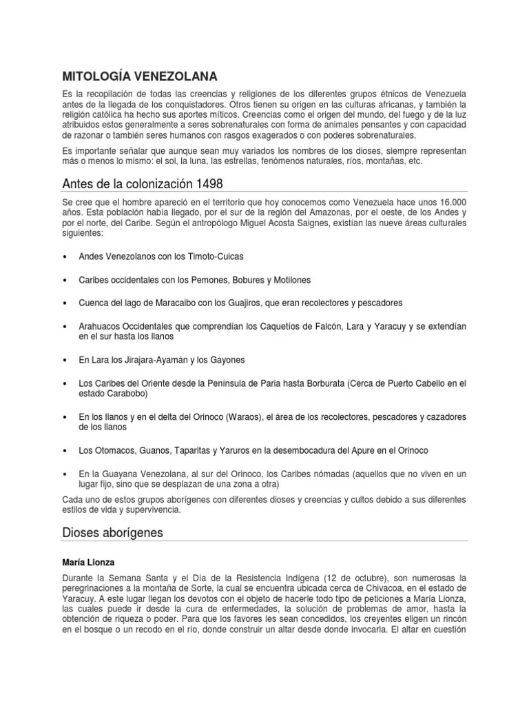 Mitología Venezolana | PDF | Venezuela | Naturaleza