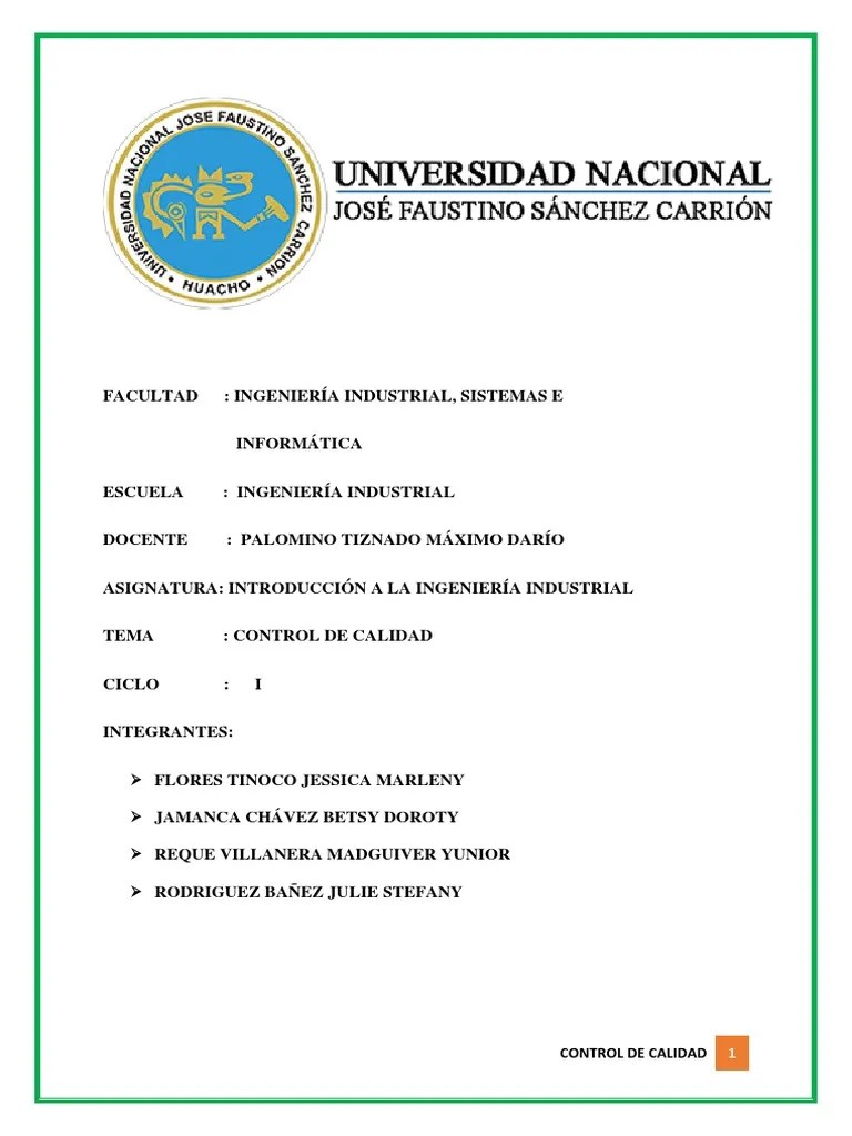 Control De Calidad Pdf Six Sigma Calidad Comercial