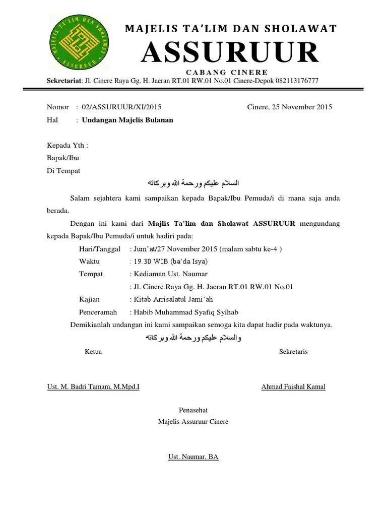 Contoh Undangan Rapat Rt Sederhana Word Doc Bloggersiana