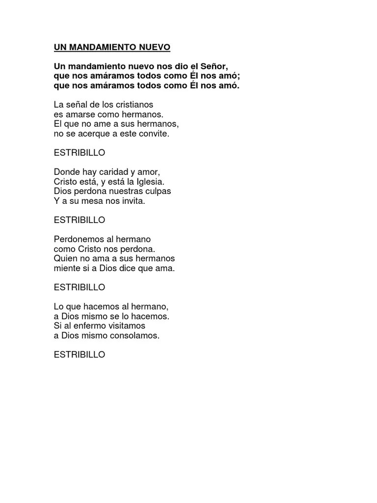 Un Mandamiento Nuevo Letra Y Mensaje Pdf