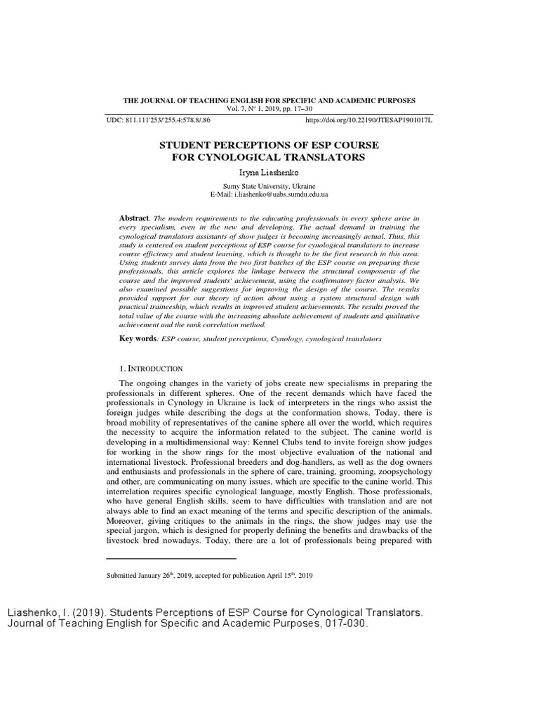 Journal For Esp And Academic Purposes Pdf Educational Assessment