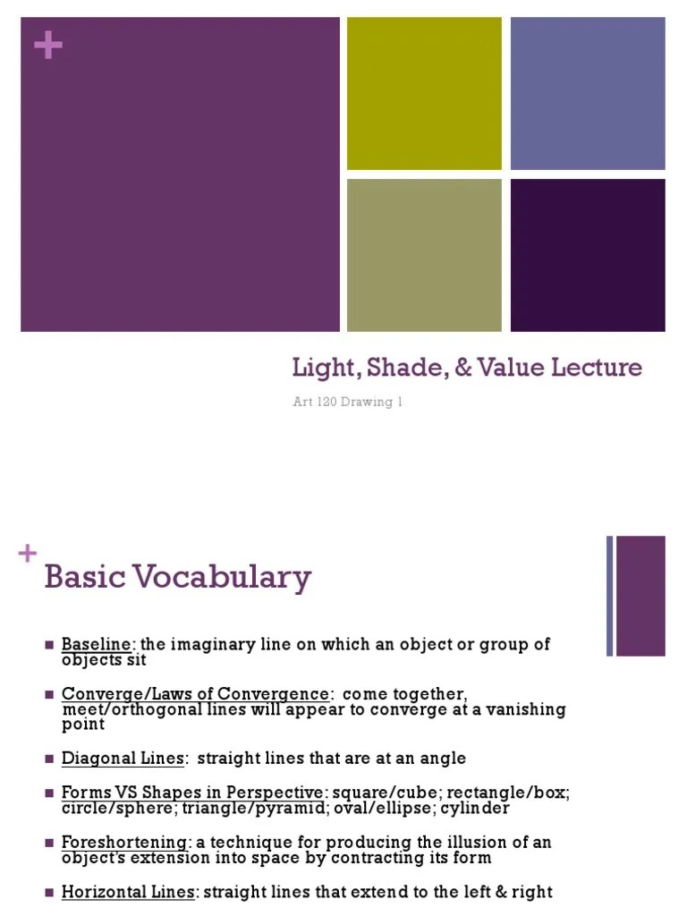 Light Shade Value Lecture Art 120 Drawing 1 Pdf Shadow