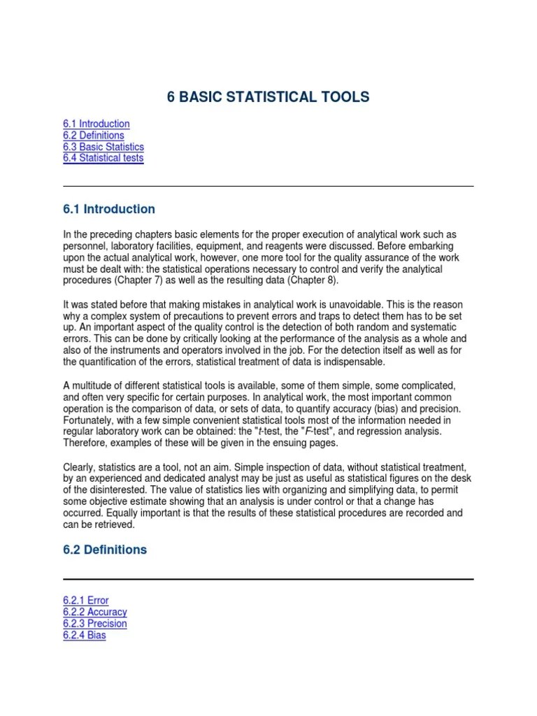 6 Basic Statistical Tools Pdf Student S T Test Coefficient Of
