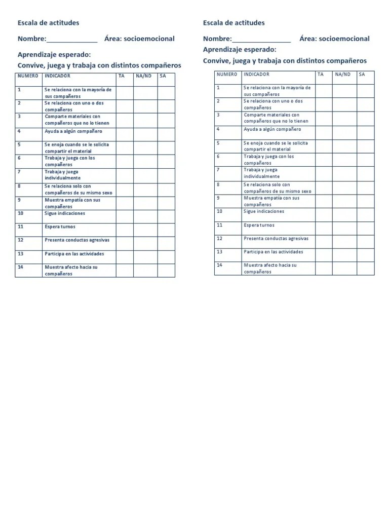 Escala De Actitudes Socioemocionales Pdf Conceptos Psicologicos