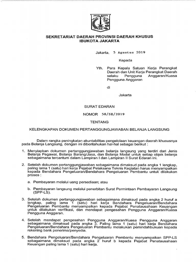 Se No 58 Tentang Kelengkapan Dokumen Spj Pdf Pdf