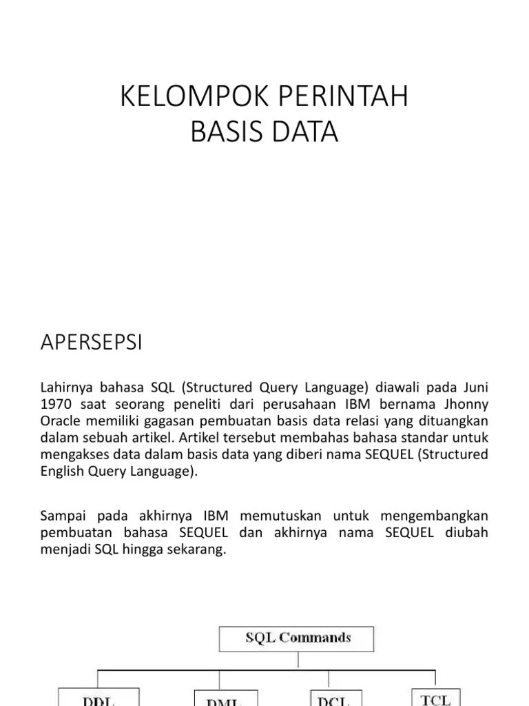 Kelompok Perintah Basis Data Ddl Dml Pdf