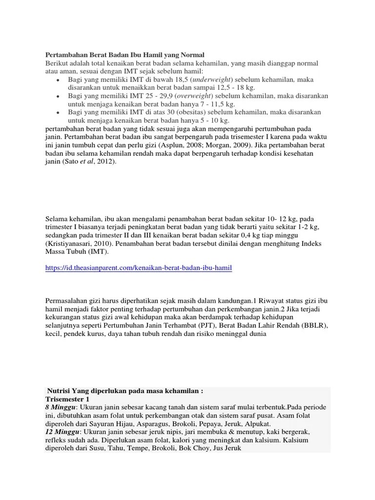 Pertambahan Berat Badan Ibu Hamil Yang Normal | PDF