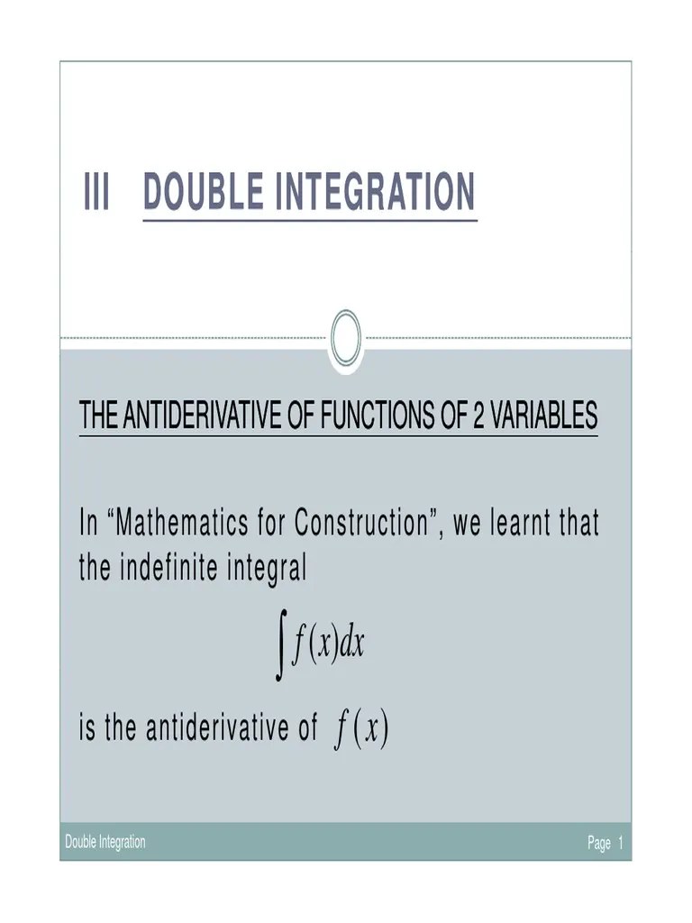 Double Integration Of Functions In Two Variables Pdf Integral