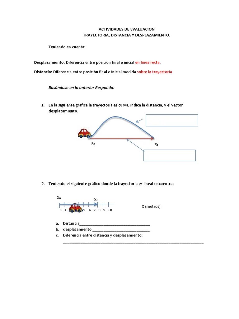 Actividades Sobre Trayectoria Y Desplazamiento Pdf Trayectoria