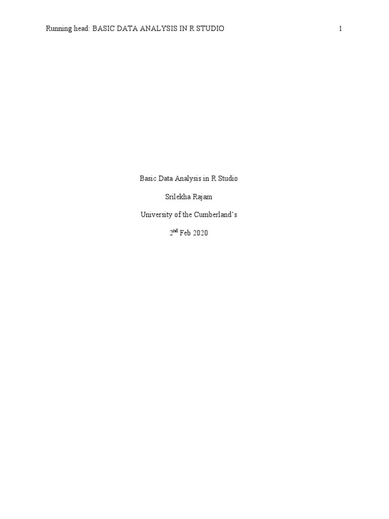 Data Analysis Techniques In R Studio Pdf Games Activities Computers