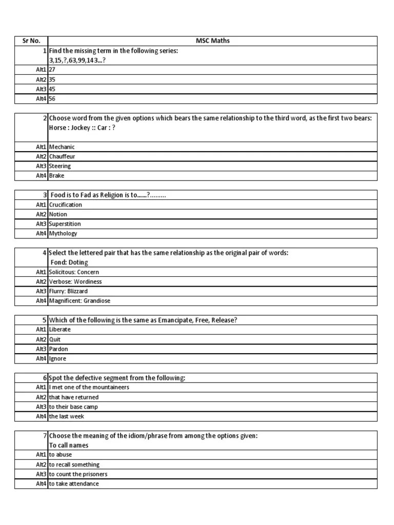 Msc Maths Series And Logical Questions Pdf Science Mathematics