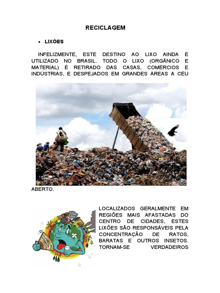 Destinos Do Lixo | Download Grátis PDF | Reciclagem | Desperdício