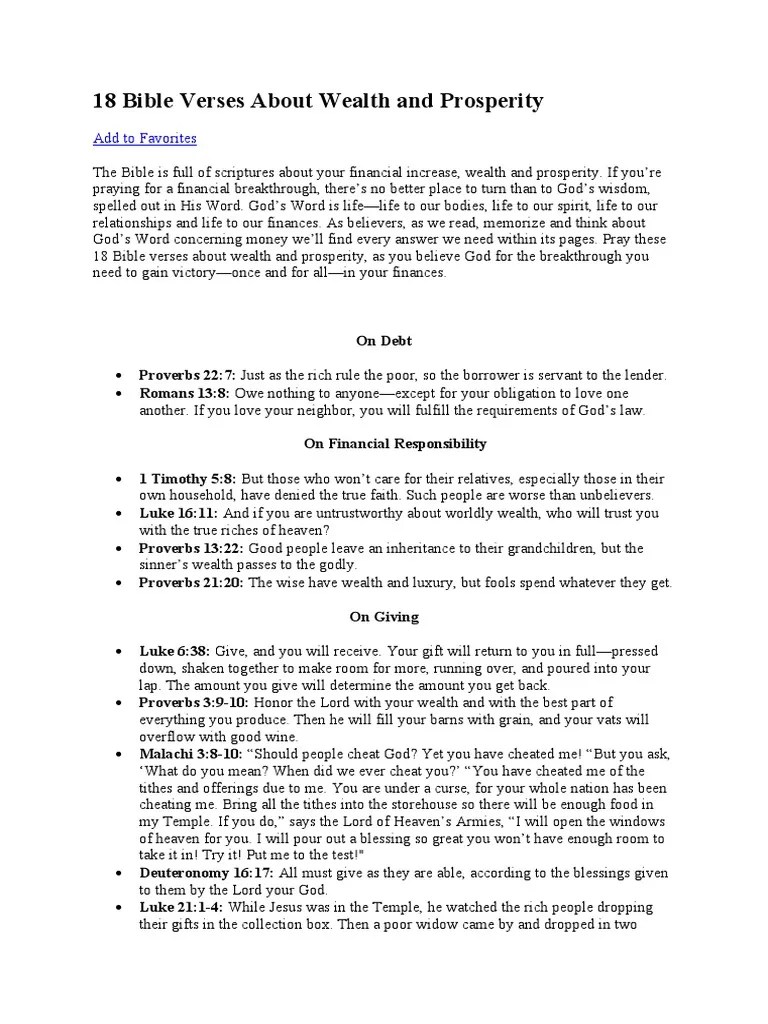18 Bible Verses About Wealth And Prosperity | PDF | Book Of Proverbs ...