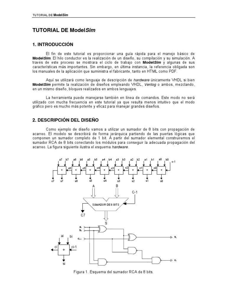 Tutorial De Modelsim Para Vhdl Pdf Vhdl Archivo De Computadora