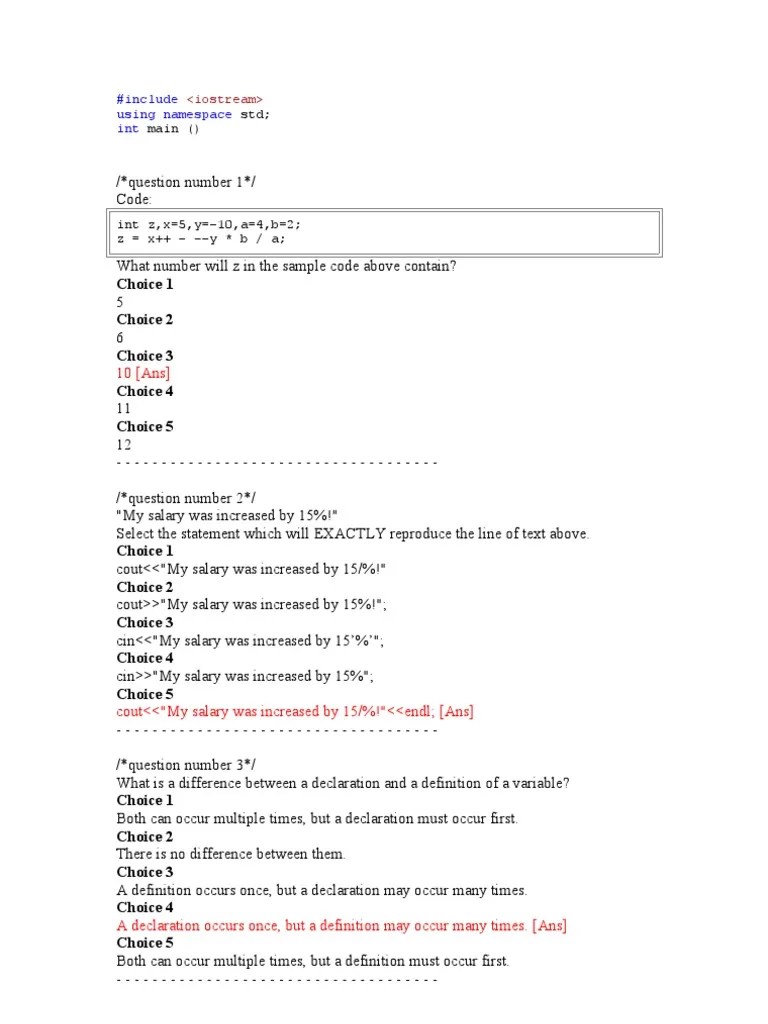 Question Number 1 Pdf Variable Computer Science Integer