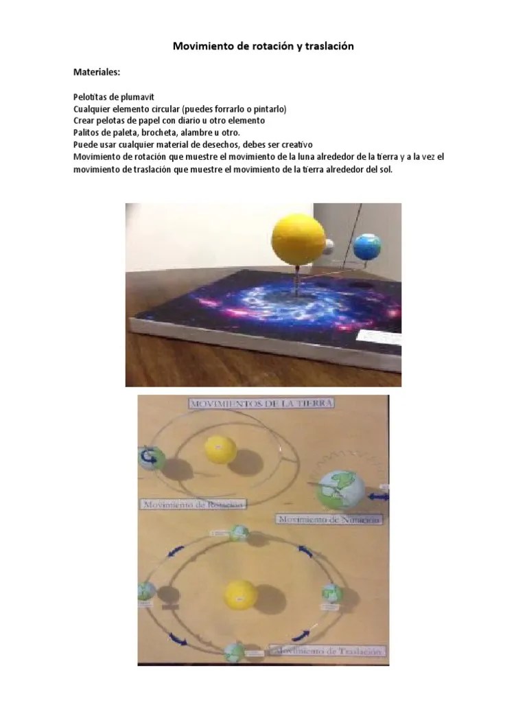 Maqueta De Rotación Y Traslación Terrestre Pdf