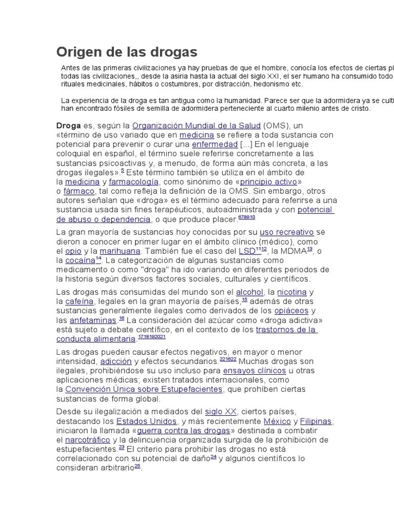 Origen De Las Drogas Pdf Drogas Farmacología