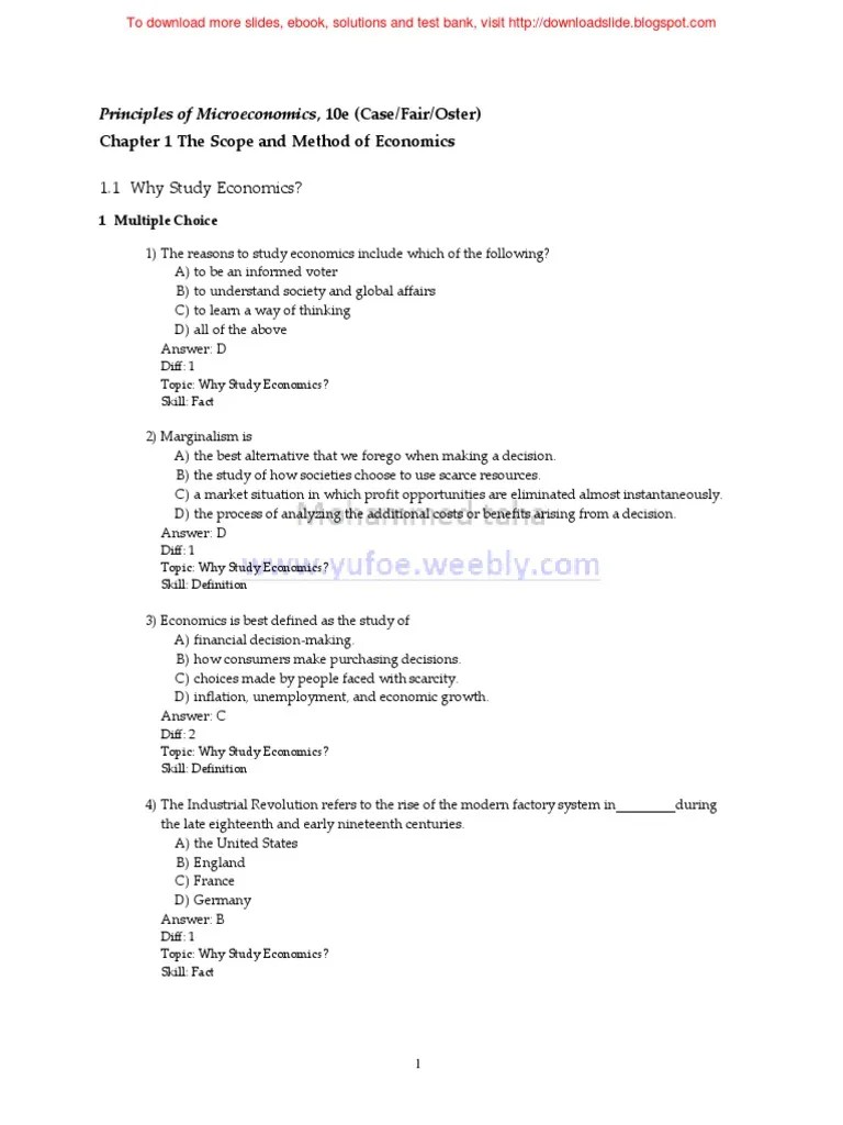 1 1 Why Study Economics Chapter 1 The Scope And Method Of Economics