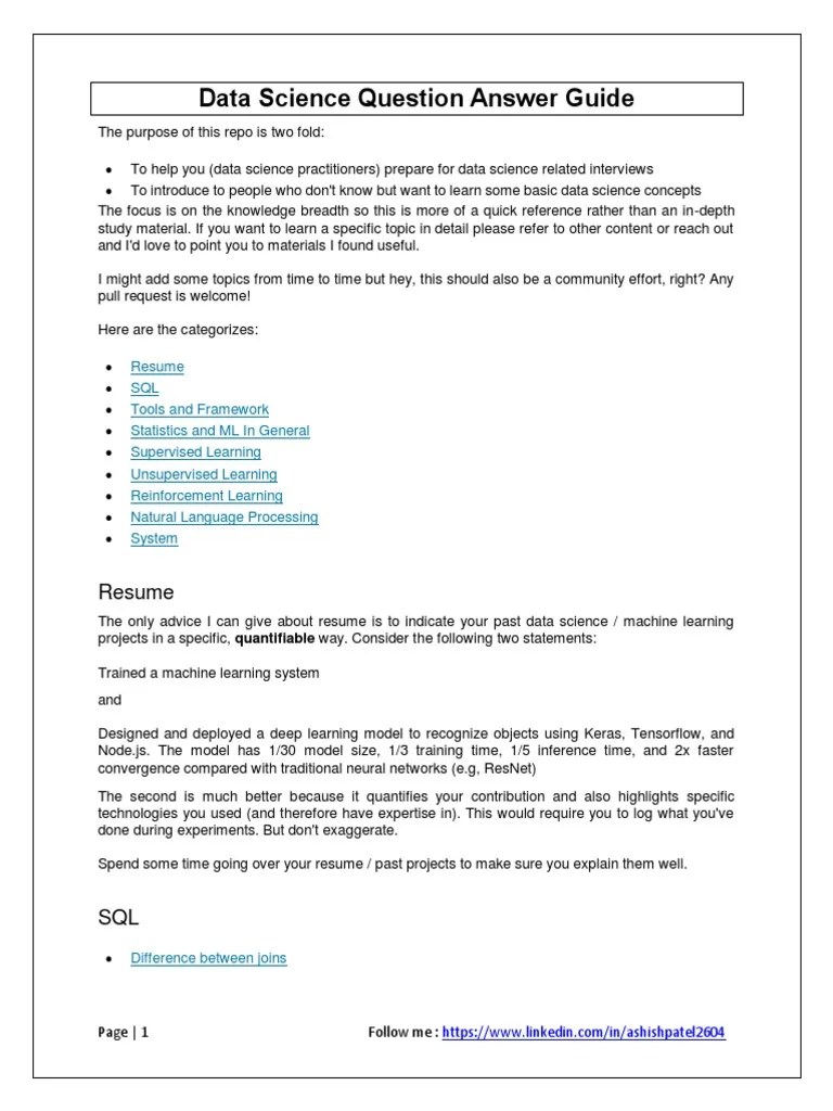 Data Science Interview Guide Pdf Principal Component Analysis