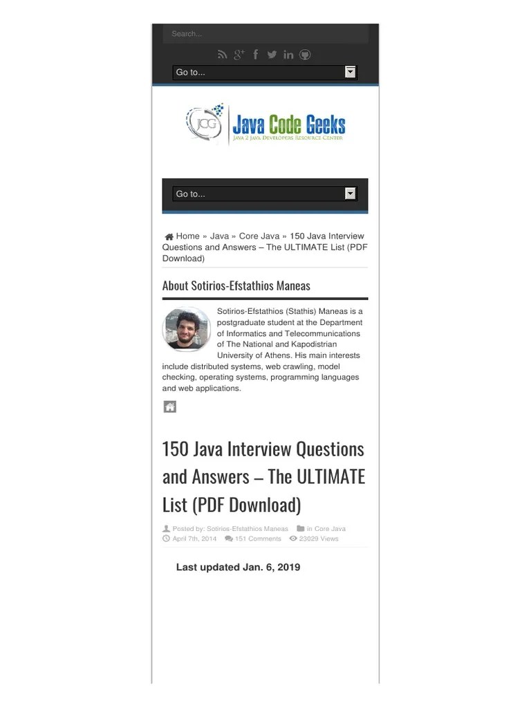 150 Java Interview Questions And Answers The Ultimate List Pdf