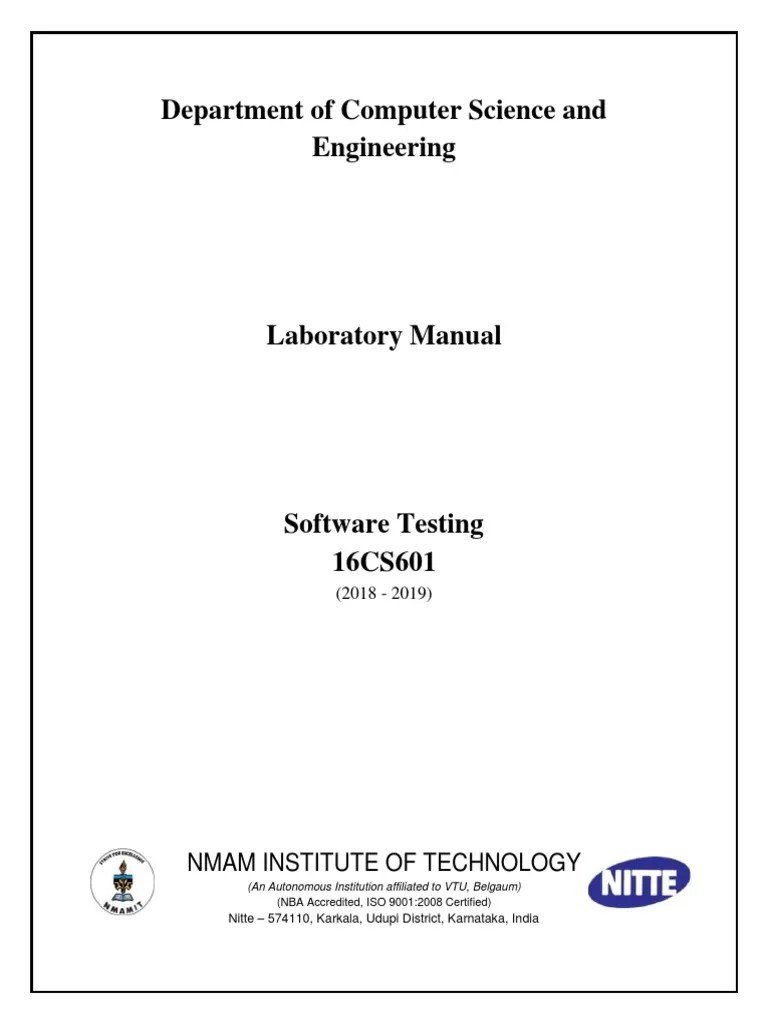 Software Testing Lab Manual 16cs601 Pdf Selenium Software World