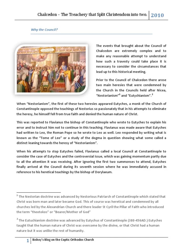 Chalcedon Council Split Christendom Pdf Council Of Chalcedon