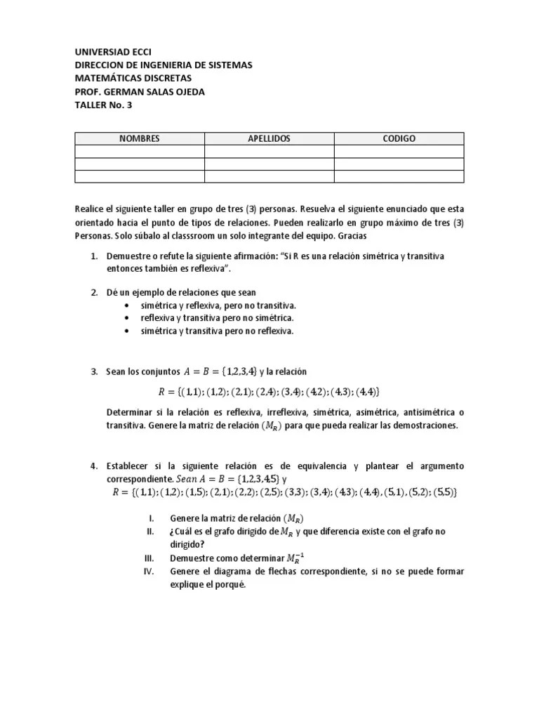 Actividad De Relaciones De Matrices De Matemáticas Discretas | PDF