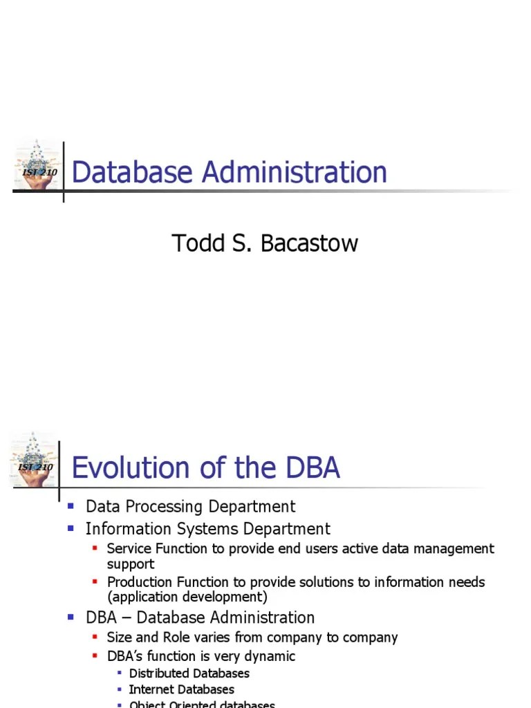 Database Administration Overview And Roles Pdf Databases Backup