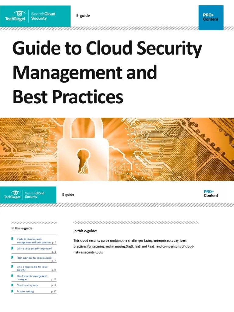 Guide To Cloud Security Management And Best Practices Pdf Cloud