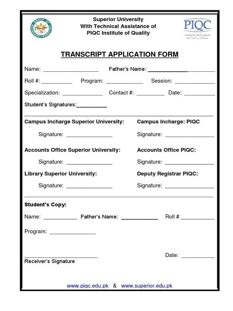 Transcript Application Process Guide Pdf